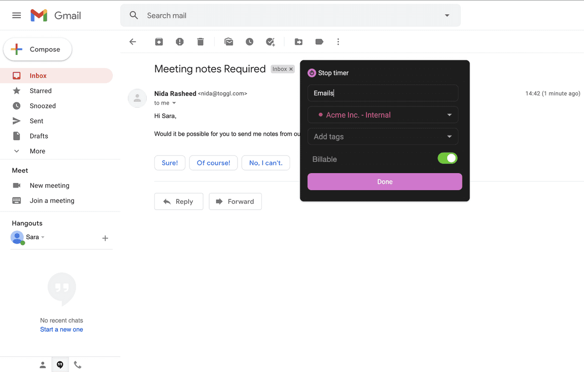 Gmail Time Tracking | Toggl Track