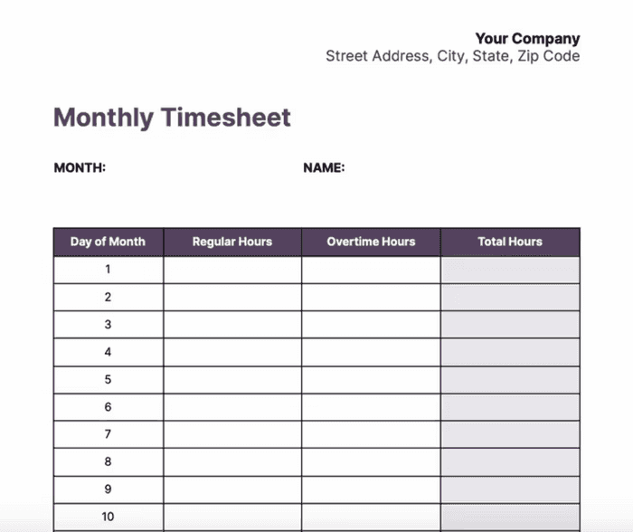 FREE Timesheet Templates | Excel, Sheets, Word, PDF | Toggl Track